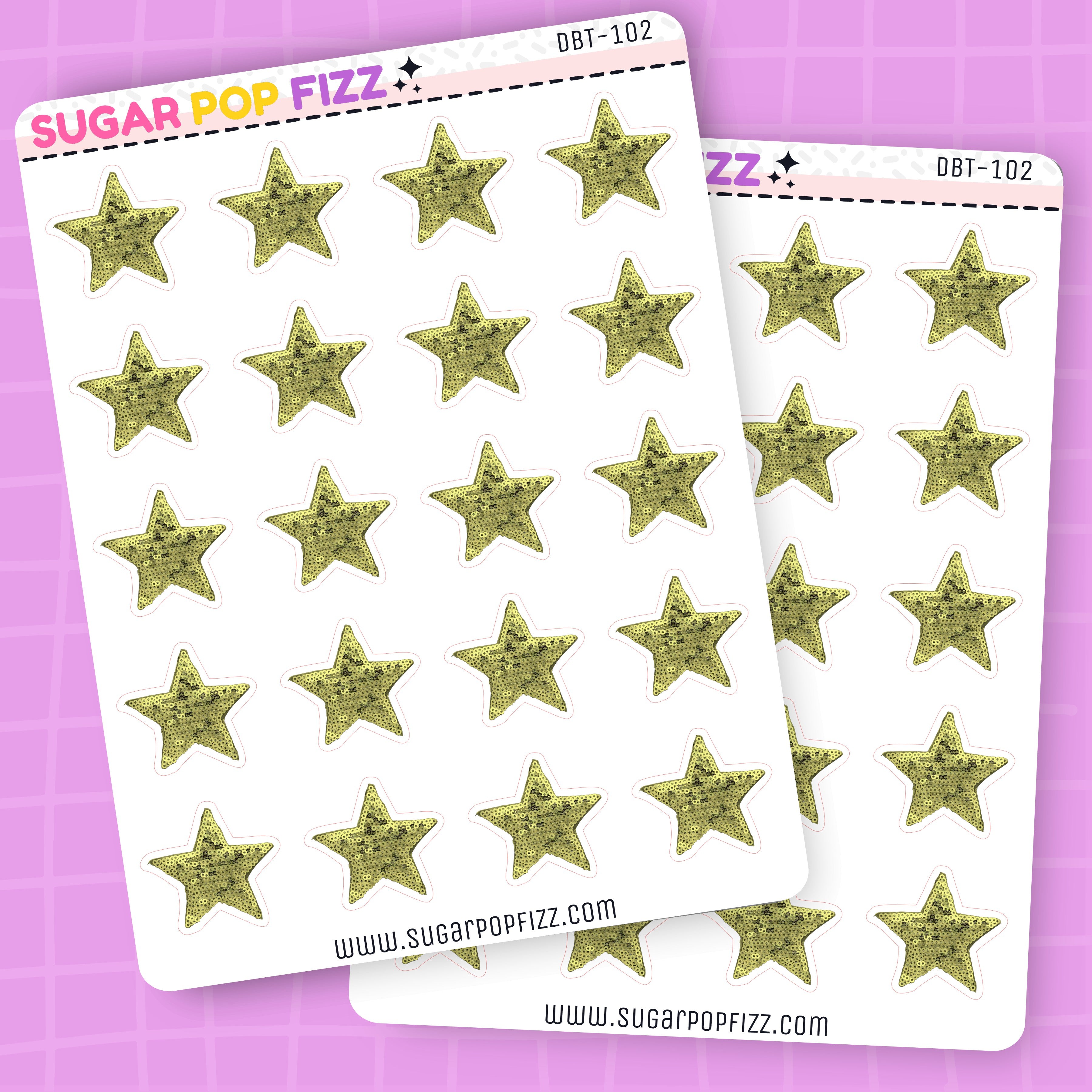Gold Sequin Stars Deco Stickers - DBT102 – Sugar Pop Fizz