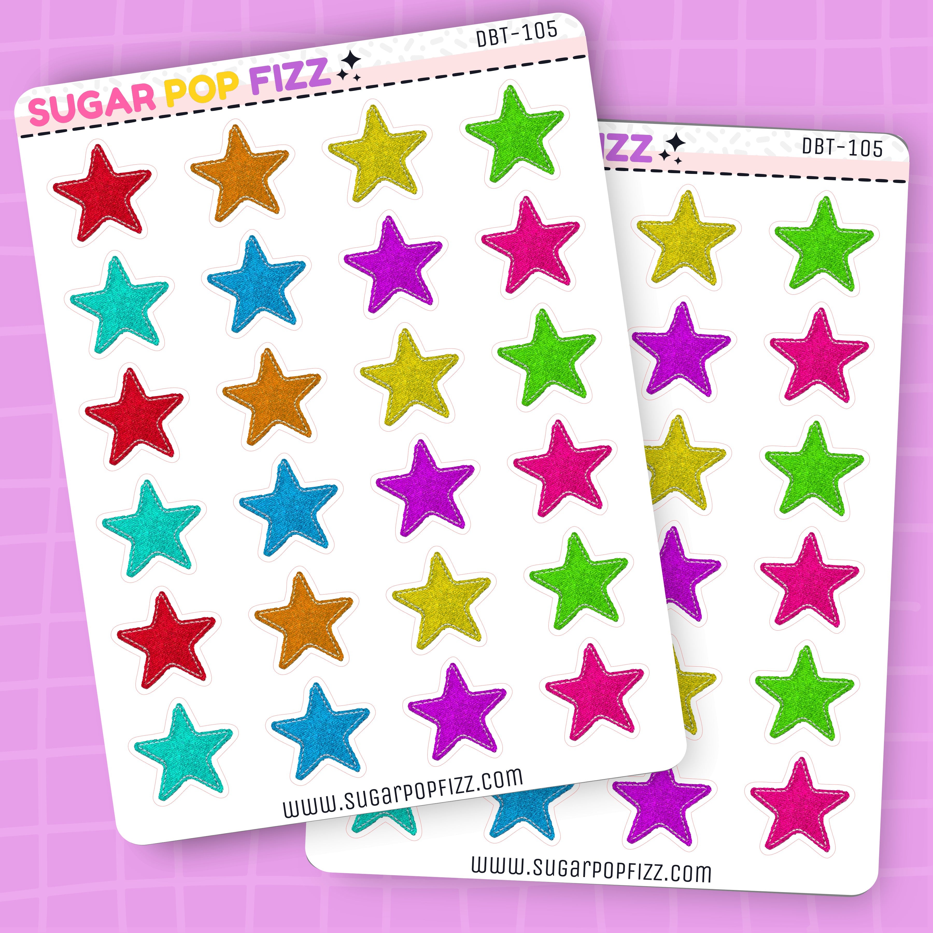 Stitched Stars Deco Stickers - DBT105 – Sugar Pop Fizz